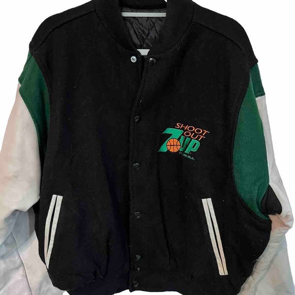 Jackets & Coats | Vintage 9s 7up Shootout Leather Varsity Jacket | Poshmark